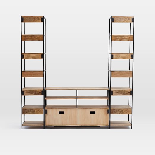 Industrial Modular Media Set With Bookshelves | west elm