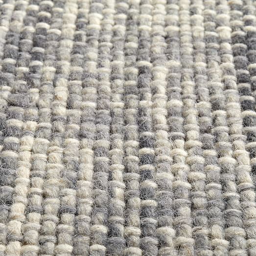 Mid-Century Heathered Basketweave Wool Rug - Steel | west elm