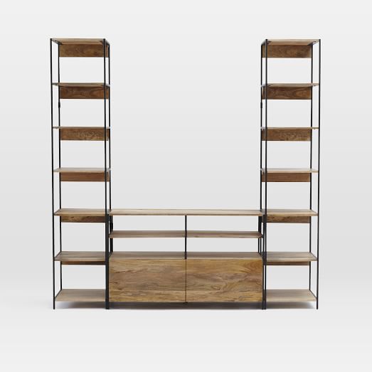 Industrial Modular Media Set With Bookshelves | west elm