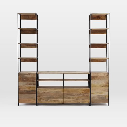 Industrial Modular Media Set With Bookshelves | west elm