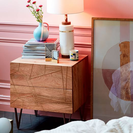 Roar + Rabbit™ Brass Geo Inlay Nightstand - Raw Mango | west elm