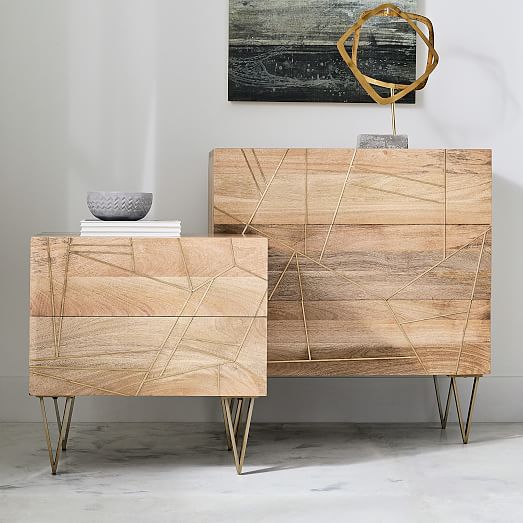 Roar + Rabbit™ Brass Geo Inlay Nightstand - Raw Mango | west elm