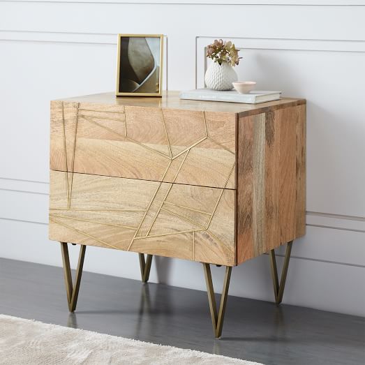 Roar + Rabbit™ Brass Geo Inlay Nightstand - Raw Mango | west elm