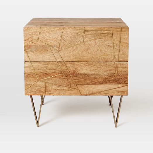Roar + Rabbit™ Brass Geo Inlay Nightstand - Raw Mango | west elm