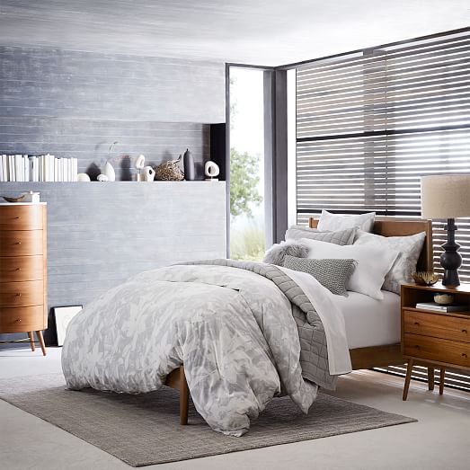 400-Thread-Count Organic Sateen Floral Etching Duvet Cover | west elm