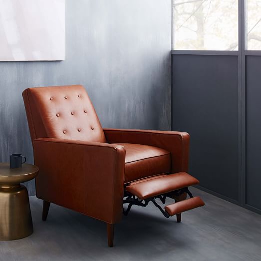 Rhys Mid-Century Leather Recliner | west elm