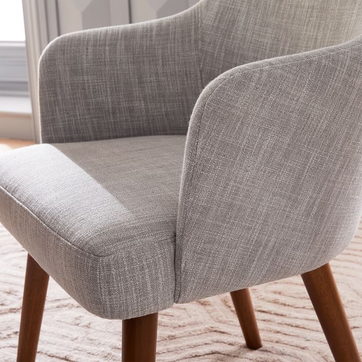Mid-Century High Back Upholstered Dining Chair - Pecan Legs | west elm